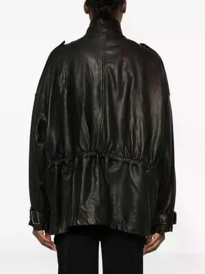 GIORGIO BRATO Buckled-cuff Leather Coat