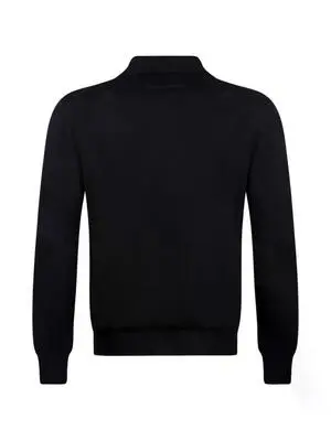 GRAN SASSO Long Sleeve Polo Collar Fine Knit Sweater - Blue