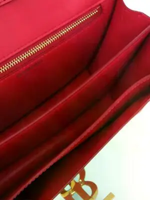 Burberry Smooth Calfskin Tb Crossbody Bag - Red