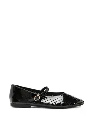 LINDA BAUMANN Perforated Mary Jane Flats - Black