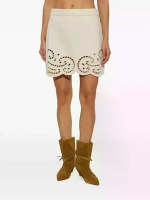 Ulla Johnson Cadiz Eyelet Embroidered Mini Skirt - Neutrals
