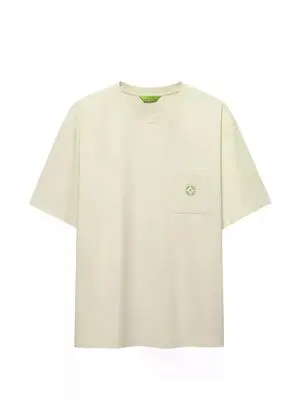 Shanghai Tang Coin-patch Chest-pocket T-shirt - Neutrals