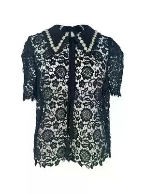 SELF-PORTRAIT 2021 Guipure Lace Blouse - Black