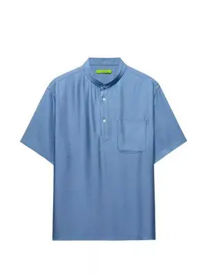 Shanghai Tang Herringbone-pattern Short-sleeved Polo Shirt - Blue