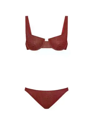 Oseree Metallic Lurex Two-piece Bikini - Red