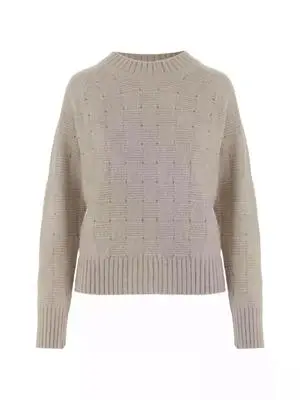 ALLUDE Basket-weave Crew Neck Sweater - Neutrals