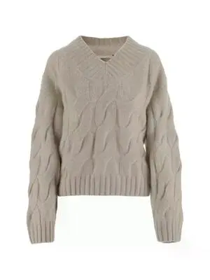 ALLUDE Allude V-Neck Cable-Knit Sweater