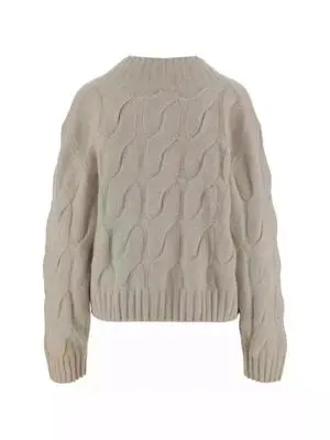ALLUDE V-neck Cable-knit Sweater