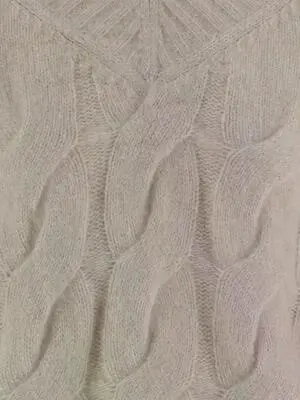 ALLUDE V-neck Cable-knit Sweater