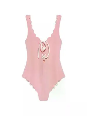 Marysia Palm Springs Tie Scalloped Swimsuit - Pink