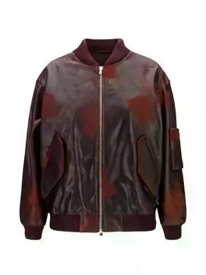 VALSTAR Crinkled Effect Leather Bomber Jacket