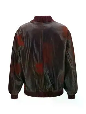 VALSTAR Crinkled Effect Leather Bomber Jacket