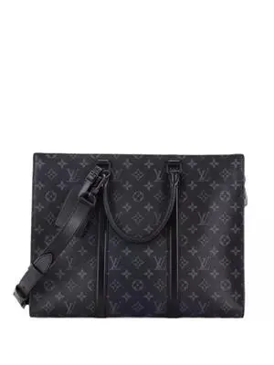LOUIS VUITTON Monogram Eclipse Canvas Sac Plat Zipper Tote Bag