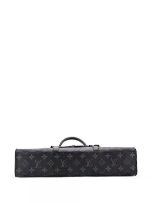 LOUIS VUITTON Monogram Eclipse Canvas Sac Plat Zipper Tote Bag