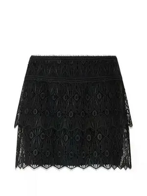 Alberta Ferretti Layered Lace A-line Mini Skirt - Black