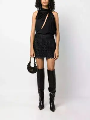 Alberta Ferretti Layered Lace A-line Mini Skirt