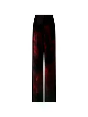 Alberta Ferretti Gradient-effect Velvet-texture Straight Trousers - Red