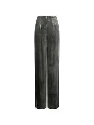 Alberta Ferretti Metallic-effect Straight-leg Trousers - Grey