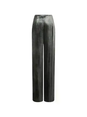 Alberta Ferretti Metallic-effect Straight-leg Trousers