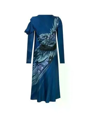 Alberta Ferretti Draped Floral Print Midi Dress