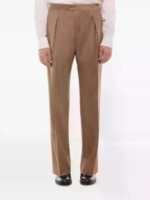 FURSAC Pinstripe Pleated Wide-leg Trousers