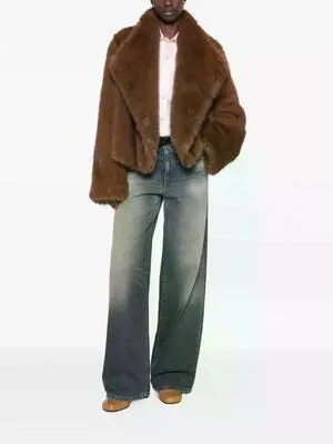 B&B COUTURE Faux Fur Lapel Collar Coat