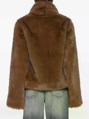 B&B COUTURE Faux Fur Lapel Collar Coat