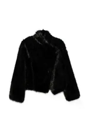 B&B COUTURE Faux-fur Funnel Neck Coat
