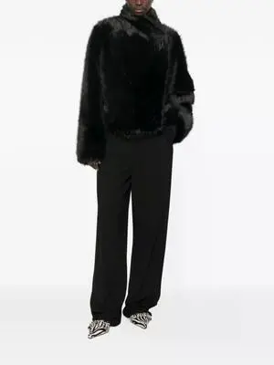 B&B COUTURE Faux-fur Funnel Neck Coat