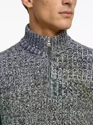 Orlebar Brown Lennard Crochet-knit Half-zip Sweater - Blue