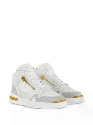 GIUSEPPE ZANOTTI Bimaterial High-top Sneakers With Double Side Zip - White