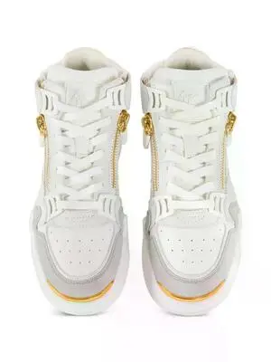 GIUSEPPE ZANOTTI Bimaterial High-top Sneakers With Double Side Zip - White