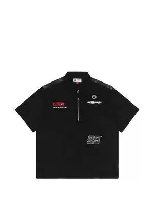 AAPE BY *A BATHING APE Logo-print Zip-fastening Polo Shirt - Black