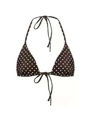 Matteau Polka Dot Triangle Bikini Top - Brown