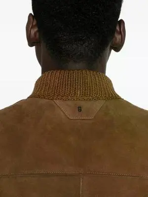SALVATORE SANTORO Suede Bomber Jacket With Ribbed Trim