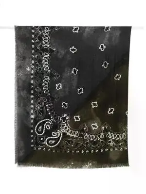 Destin Paisley-print Frayed Scarf - Black
