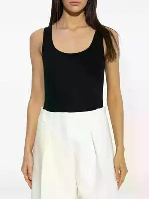 SAMSOE SAMSOE Ribbed-knit Scoop Neck Sleeveless Top - Black