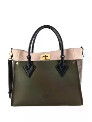 LOUIS VUITTON On My Side Leather With Monogram Canvas Mm Tote Bag - Green