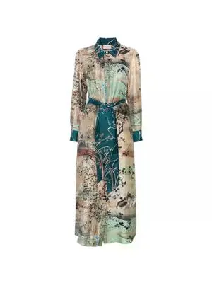 PIERRE-LOUIS MASCIA Graphic Print Belted Midi Dress
