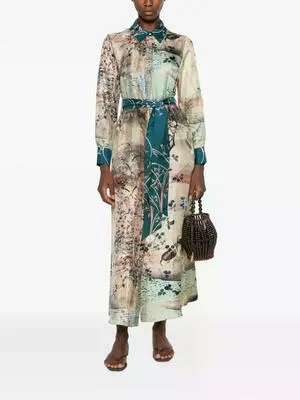 PIERRE-LOUIS MASCIA Graphic Print Belted Midi Dress