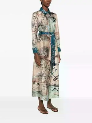 PIERRE-LOUIS MASCIA Graphic Print Belted Midi Dress