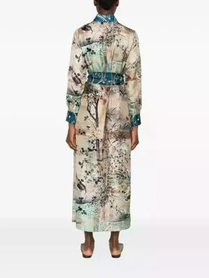 PIERRE-LOUIS MASCIA Graphic Print Belted Midi Dress