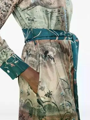 PIERRE-LOUIS MASCIA Graphic Print Belted Midi Dress
