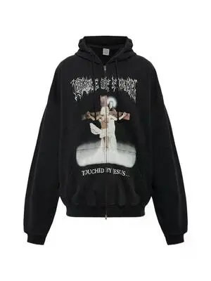 Vetements Graphic-print Zip-up Hoodie - Black