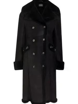 Simone Rocha Double-breasted Shearling-trimmed Coat