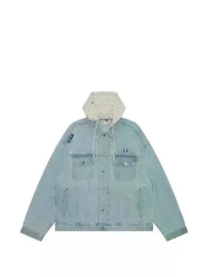 AAPE BY *A BATHING APE Moonface Logo Hooded Denim Jacket - Blue