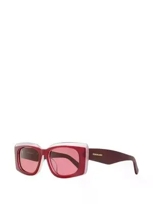 FERRAGAMO Oversized Rectangle Sunglasses - Red