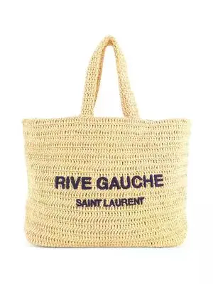 Saint Laurent Saint Laurent Rive Gauche Raffia Tote Bag Neutrals