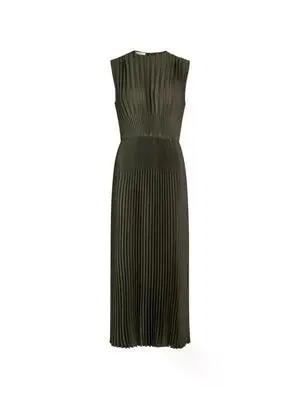 Vince Pleated Sleeveless Maxi Dress - Green
