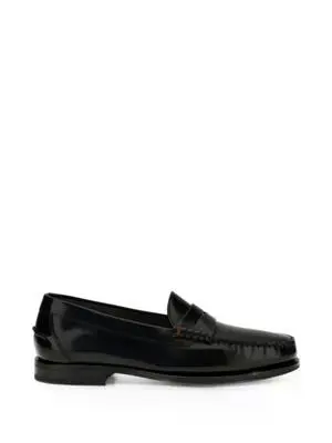 Santoni College A Novembre Polished Leather Loafers - Black